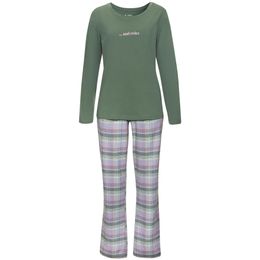 Pyjama Vivance Dreams, Damen, Gr. 32, lila (lila, kariert), Flanell, Obermaterial: 100% Baumwolle. Oberteil: 100% Baumwolle, kariert, klassisch, lang, Rundhals, Homewear-Sets, aus kuschelig weichem Flanell