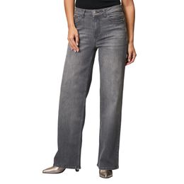 Slim-fit-Jeans Zero "Zero Jeans grau Wide Leg Style WITNEY 32 Inch" Gr. 38, Normalgrößen, grau (grau denim), Damen, Denim/Jeans, Obermaterial: 86% Baumwolle, 11% Polyester (Recycled), 3% Elastan. Ärmelfutter: ohne Futter., unifarben, Jeans