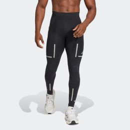 Lauftights adidas Performance "ULT HI VIS TIG" Gr. L, N-Gr, schwarz, Herren, Obermaterial: 79% Polyester, 21% Elasthan, Hosen