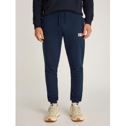 Jogginghose Tommy Jeans "TJM SLIM ENTRY SWEATPANT" Gr. L, N-Gr, blau (schwarz night navy), Herren, Sweatware, Obermaterial: 100% Baumwolle, unifarben, Hosen, mit Logo