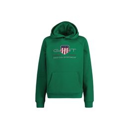 Sweatshirt Gant "Sweatshirt Archive Shield Hoodie" Gr. 170, grün (wild grün), Jungen, Obermaterial: 78% Baumwolle CO. 22% Polyester PES., Sweatshirts