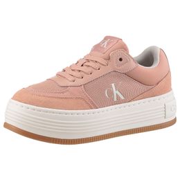 Plateausneaker Calvin Klein Jeans "BOLD FLATF LOW MIX MG MEDIA", Damen, Gr. 42, rosa (altrosa), Leder, Lederimitat, Textil, Sportlich, Schuhe, Schnürschuh, Freizeitschuh, Halbschuh mit seitlichem Logo