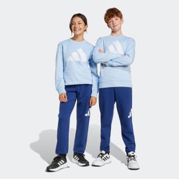 Trainingsanzug adidas Sportswear "J BL FL JOG 240", Kinder, Gr. 164, glow blau, weiß, Obermaterial: 70% Baumwolle, 30% Polyester, sportlich, Sportanzüge