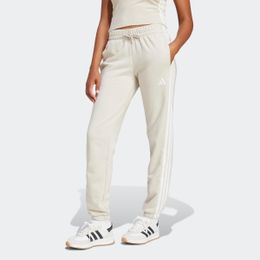 Sporthose adidas Sportswear "W 3S FT CF PT", Damen, Gr. L, N-Gr, wonder aluminium, weiß, Obermaterial: 55% Baumwolle, 36% Polyester, 9% Viskose, sportlich, Hosen