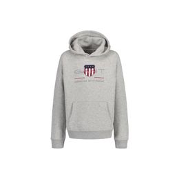 Sweatshirt Gant "Sweatshirt Archive Shield Hoodie" Gr. 134, grau, Jungen, Obermaterial: 78% Baumwolle CO. 22% Polyester PES., Sweatshirts