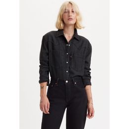 Levi's Jeansbluse LEVI'S "TEODORA WESTERN SHIRT" Gr. XS (34), schwarz ages, Damen, Denim/Jeans, Obermaterial: 60% Lyocell, 40% Baumwolle, Blusen, mit Druckknöpfen