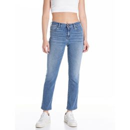 Straight-Jeans Replay "ZOLIE", Damen, Gr. 31, Länge 30, blau (medium blau), Denim/Jeans, Obermaterial: 83% Baumwolle, 10% Modal, 4% Elastomultiester, 3% Elasthan, casual, straight fit, Jeans