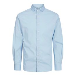 Jack & Jones Langarmhemd JACK & JONES JUNIOR "JJEAXEL STRETCH SHIRT LS NOOS JNR" Gr. 128, N-Gr, blau (cashmere blau), Jungen, Web, Obermaterial: 97% Baumwolle, 3% Elasthan, unifarben, Hemden