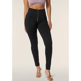 Leggings Freddy "WRUP SUPERSKINNY HIGHWAIST", Damen, Gr. S, N-Gr, schwarz, Web, Obermaterial: 78% Polyester, 22% Elasthan, glänzend, casual, figurbetont, Hosen, mit Lifting & Shaping Effekt