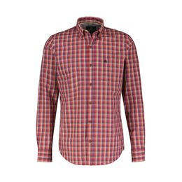 Karohemd Lerros "Lerros Kariertes Herrenhemd mit Button-down-Kragen", Herren, Gr. L, Normalgrößen, urban rot, 100% Baumwolle, Hemden