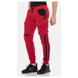 Cipo & Baxx Trainingshose CIPO & BAXX "HOMEWEAR" Gr. S, US-Größen, rot, Herren, 70% Baumwolle;30% Polyester, gestreift, Hosen, im sportlichen Look, CR125