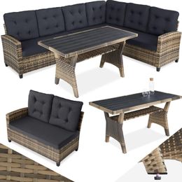 TecTake&reg; Rattan Lounge, f&uuml;r 6 Personen, UV-best&auml;ndig, Tisch mit Schraubf&uuml;&szlig;en