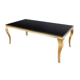 Riess Ambiente riess-ambiente Esstisch MODERN BAROCK - 180cm schwarz gold Edelstahl Opalglas Tischplatte