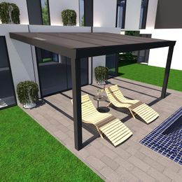 Schweng Terrassen&uuml;berdachung S400, 16mm Polycarbonat, Anthrazit, 7,06m x 4,05m