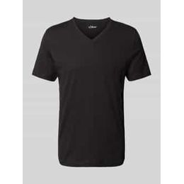 s.Oliver RED LABEL Regular Fit T-Shirt aus reiner Baumwolle mit V-Ausschnitt