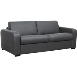 Vente-unique - Schlafsofa mit Matratze 3-Sitzer - Matratze 14 cm - Leder - Grau - bevis