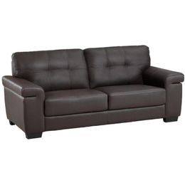 Vente-unique - Ledersofa 3-Sitzer - Braun - hazel