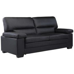 Vente-unique - Ledersofa 3-Sitzer - Büffelleder - Schwarz - mimas