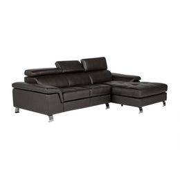 Vente-unique - Ecksofa Leder - Ecke Rechts - Braun - mishima