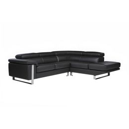 Ecksofa - Leder - Ecke Rechts - Schwarz - MYSTIQUE