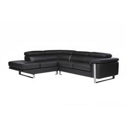 Vente-unique - Ecksofa - Leder - Ecke Links - Schwarz - mystique