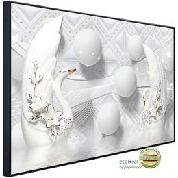 papermoon Infrarotheizung »Muster mit Schwänen«, sehr angenehme Strahlungswärme bunt Kunstmotiv im Aluminiumrahmen