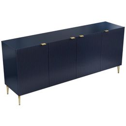 Sideboard mit 4 Türen - mdf & Stahl - Blau & Goldfarben - yesinia