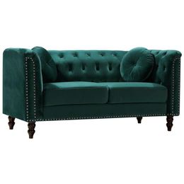 Vente-unique - Sofa 2-Sitzer - Samt - Grün - turner