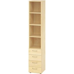 eurokraft pro Regalschrank, 3 Fachböden / 4 Schubladen, Ahorn-Dekor