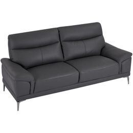 Vente-unique - Sofa 3-Sitzer - Leder - Anthrazit - atesso