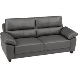 Vente-unique - Sofa 3-Sitzer - Leder - Anthrazit - tasani