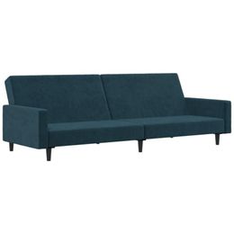 Schlafsofa 2-Sitzer Blau Samt vidaXL