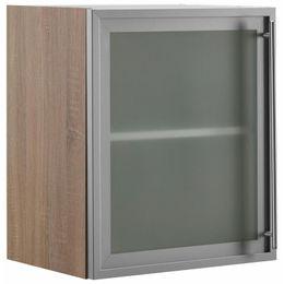 Optifit Glashängeschrank mit Glasrahmentür in Alu-Optik, Breite 50 cm alu/eichefarben eichefarben
