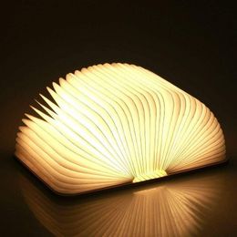 Klappbare Buchlampe aus Holz, magnetische LED-Buchlichter, dekorative Lichter/Nachtlicht, wiederaufladbare USB-Schreibtischlampe - Ulisem