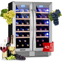 Klarstein - Einbau-Weinkühlschrank, 2 Zonen Getränkekühlschrank Klein, Kleiner Weinschrank 126L, Wein-Kühlschrank Klein mit Glastür, Indoor/Outdoor