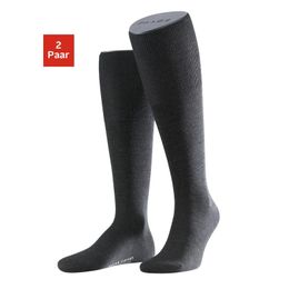 Falke Kniestrümpfe »Airport«, (2 Paar), außen mit wärmender Schurwolle grau 41-42 anthrazit Zeitlos eleganter Business-Strumpf mit verstärkten...