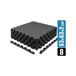 Eyepower 8 Bodenschutzmatten mit Rand - 63x63x2cm Fitness Bodenmatte