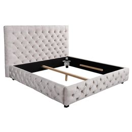 Riess Ambiente riess-ambiente Doppelbett PARIS - 180x200cm champagner beige Samt Chesterfield Polsterbett