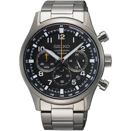 Chronograph Seiko, silber (silberfarben), Armbanduhren, Herren, Quarzuhr, Armbanduhr, Herrenuhr, Edelstahlarmband, Datum,Stoppfunktion