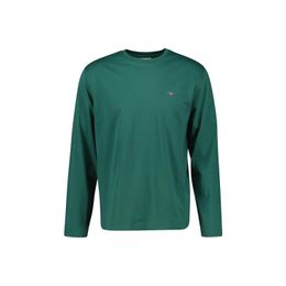 Longsleeve Gant "Longsleeve REGULAR SHIELD LONG SLEEVE 1er Pack" Gr. XL, grün (woody), Herren, Obermaterial: 100% Baumwolle CO., Shirts