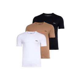 T-Shirt BOSS "T-Shirt T-Shirt RN 3P Classic 3er Pack" Gr. L, schwarz, weiß, hellbraun, Herren, Obermaterial: 100% Baumwolle CO., Shirts