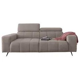 2-Sitzer DOMO collection "Trento", grau (stone), B:208cm H:79cm T:104cm, 100% Polyester, Sofas, wahlweise mit Kopfteilverstellung und in zwei Größen erhältlich