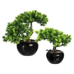 Kunstbonsai Creativ green "Bonsai Lärche", grün, H:25cm, Kunststoff, Kunstpflanzen, im Keramiktopf, 2er Set