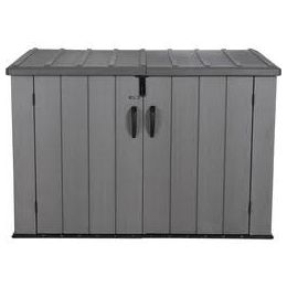 Mülltonnenbox Lifetime "Geräteschrank Greg", braun (grau, braun), B:191,1cm H:132,2cm T:108cm, Kunststoff, Polyethylen (PE), Aufbewahrungsboxen, Platz für 3 Mülltonnen je 240 L, BxHxT: 191x108x132 cm