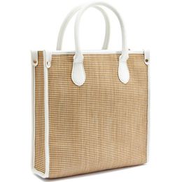 Vivance Shopper beige Gr. für Damen. Mit Lederimitatverzierung, Reißverschluss