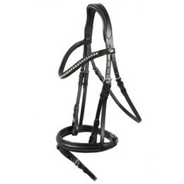 Hans Melzer Horse Equipment Hans Melzer Trense Valluhn schwarz/silber englisches Reithalfter WB (Warmblut)