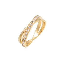 Elli Fingerring »Neuheit Wickelring Kristalle 925 Silber« Gold 54 mm Glamouröser Ring für Frauen