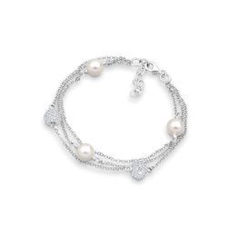Elli Armband »Kugel Elegant synthetischen Perlen 925 Silber« Weiß 18cm Elegantes Armband aus 925er Sterling Silber