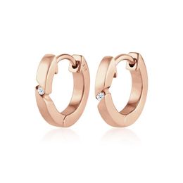 Elli DIAMONDS Paar Creolen »Creolen Basic Diamant (0.03 ct.) 925 Silber« Rosegold onesize Schlichte Diamant Ohrringe für Damen