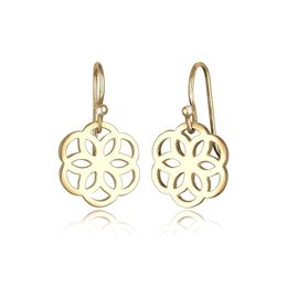 Elli Paar Ohrhänger »Blume Ornament Cut-Out Flower of Life Silber« Gold onesize Elegante Ohrringe aus 925er Sterling Silber